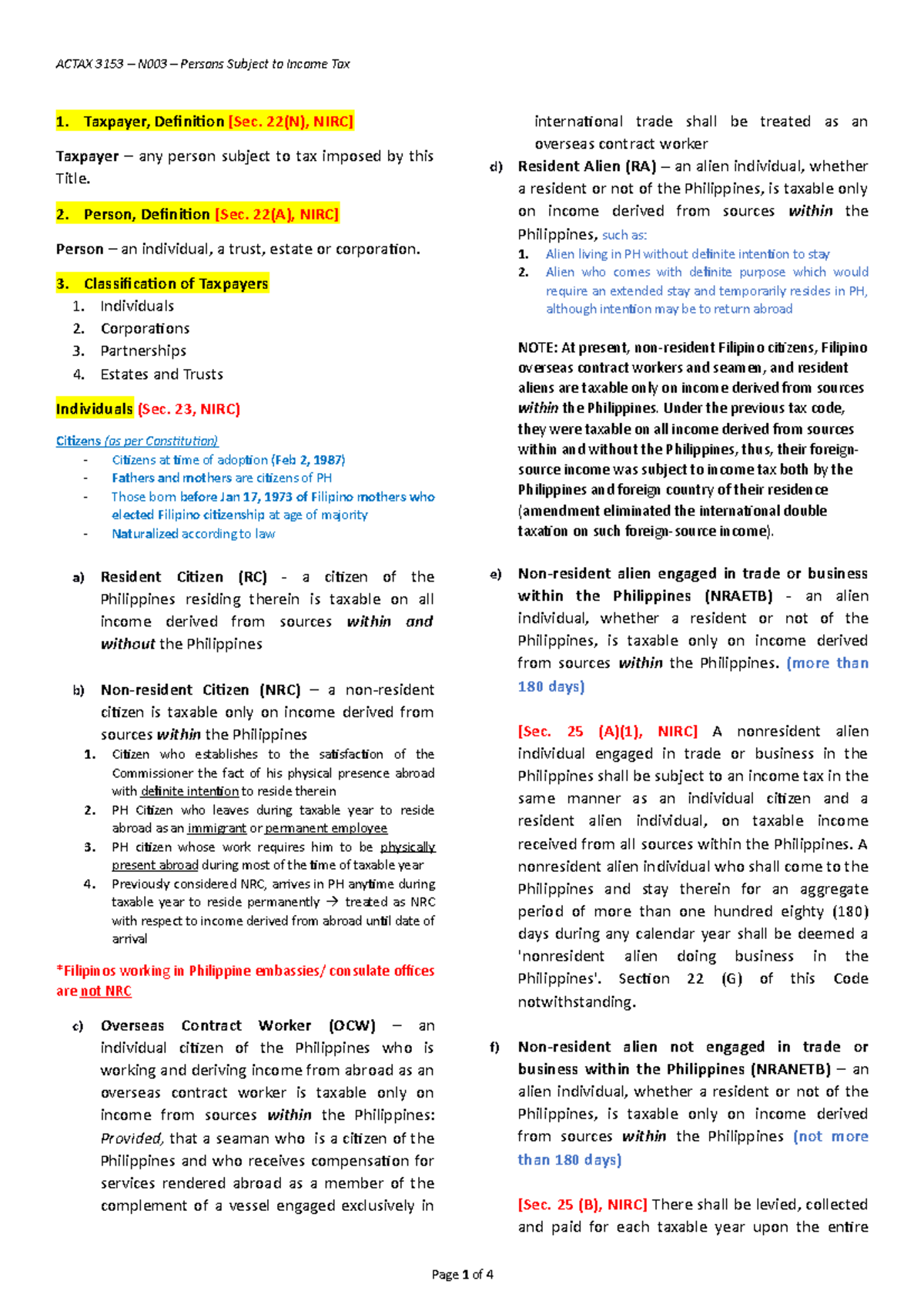 Actax-3153-N003 [INC] -Persons Subject to Income Tax - Taxpayer ...
