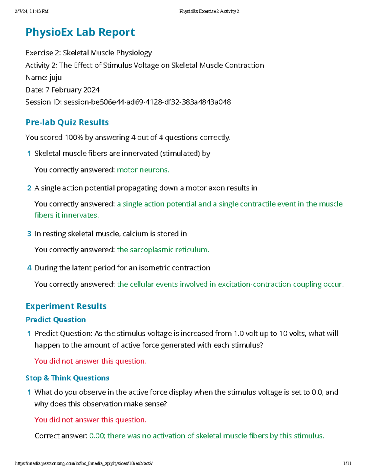 Physio Ex Exercise 2 Activity 2 - PhysioEx Lab Report Exercise 2 ...