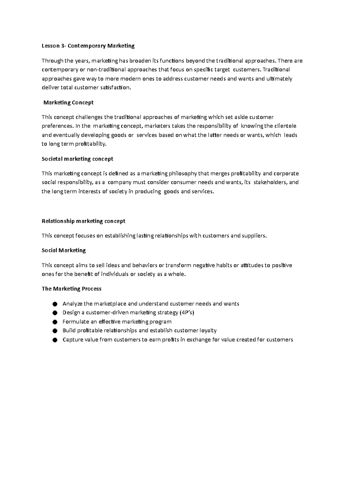 Lesson 3- Contemporary Marketing - Lesson 3- Contemporary Marketing ...