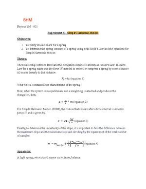 Equilibrium lab Guide - N/A - Experiment 4; Determination of an ...