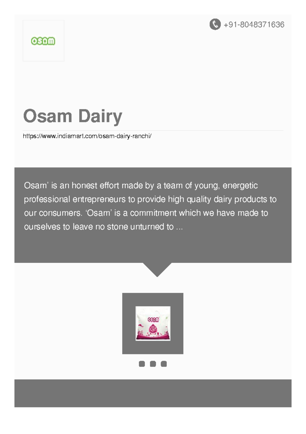 Osam-dairy - Osam - +91- Osam Dairy indiamart/osam-dairy-ranchi/ Osam9 ...