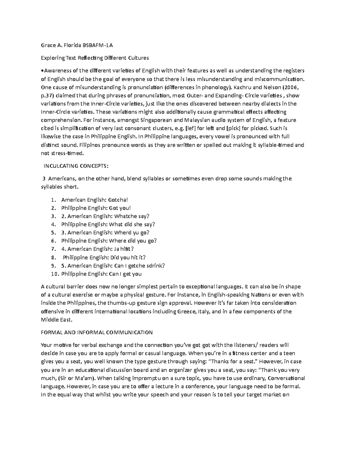Exploring texts - Assignment - Grace A. Florida BSBAFM-1A Exploring ...