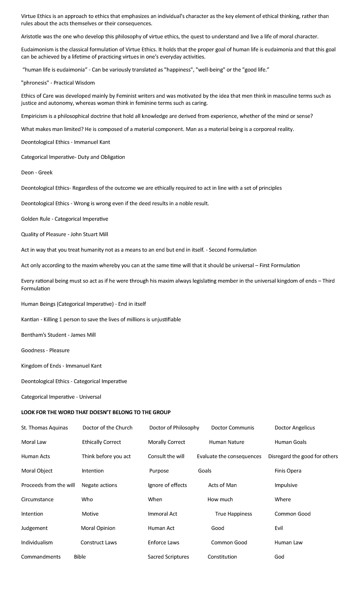 Ethics- Midterm- Reviewer - Virtue Ethics is an approach to ethics that ...