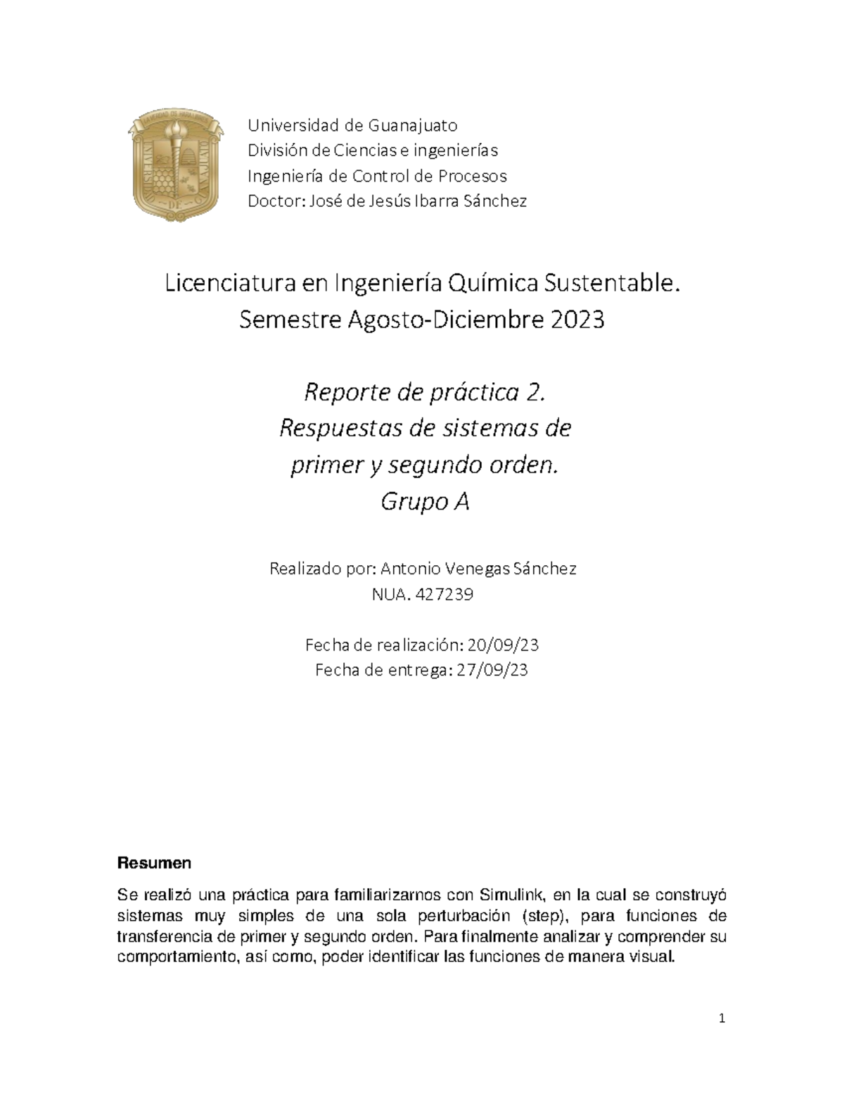 Reporte 2 ICP AVS - Universidad de Guanajuato División de Ciencias e ingenierías Ingeniería de ...