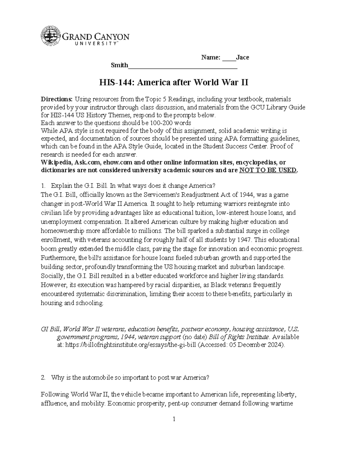 HIS-144-RS-America after WWII Worksheet - Name: Jace Smith ...