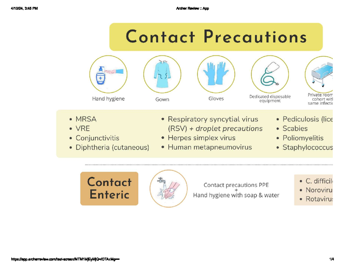 Contact precaution - difficil Contact precautions PPE Enteric Noroviru ...