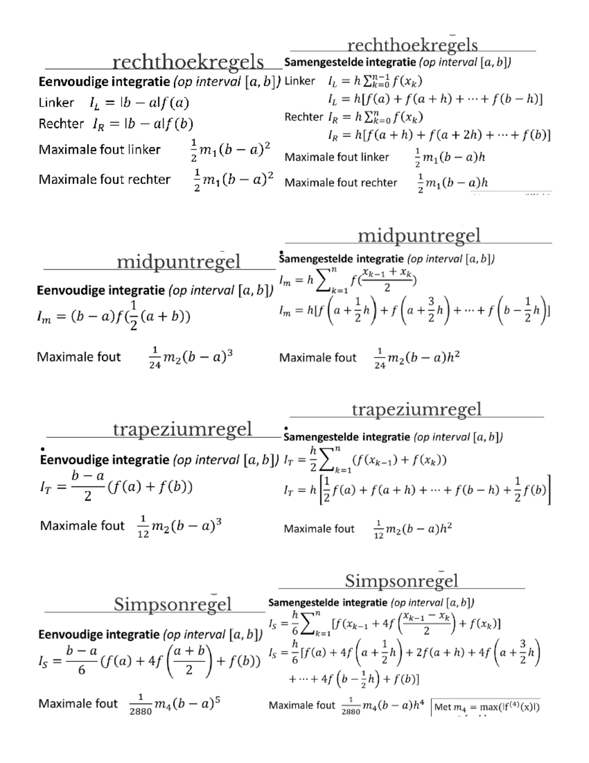 Formules Numerieke Wiskunde - Warning: TT: undefined function: 32 ...
