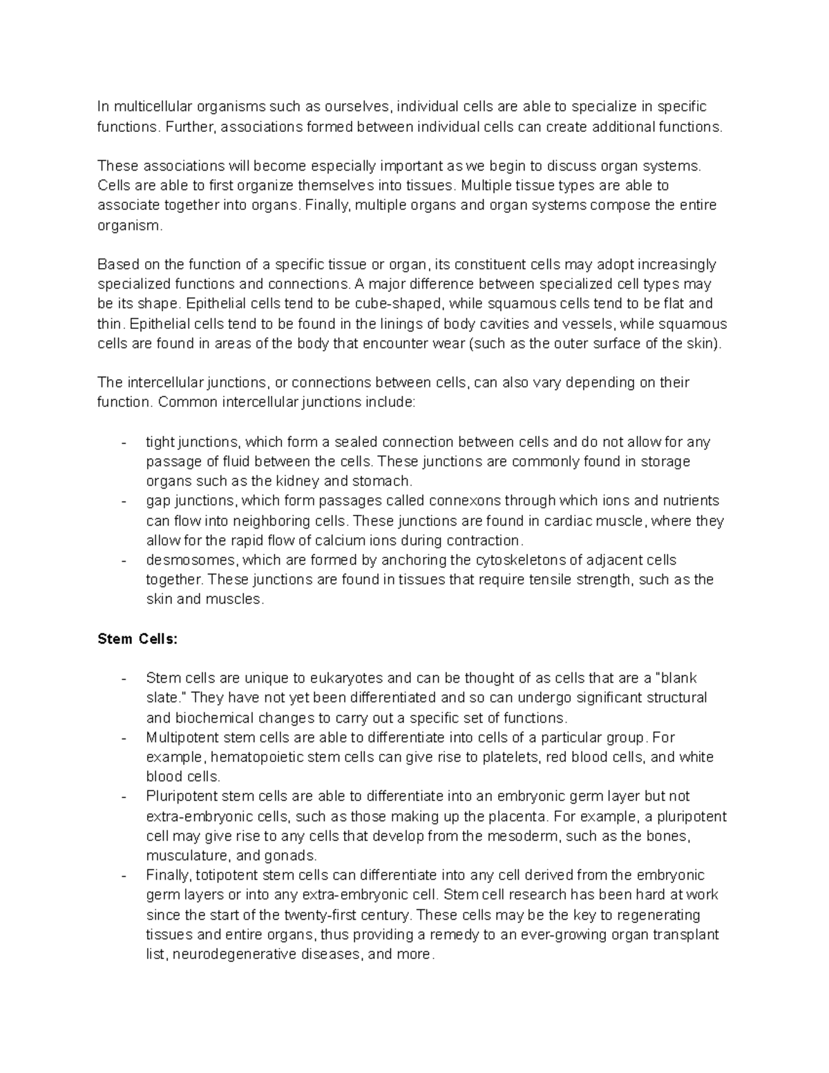 Higher structure in multicellular organisms - In multicellular ...