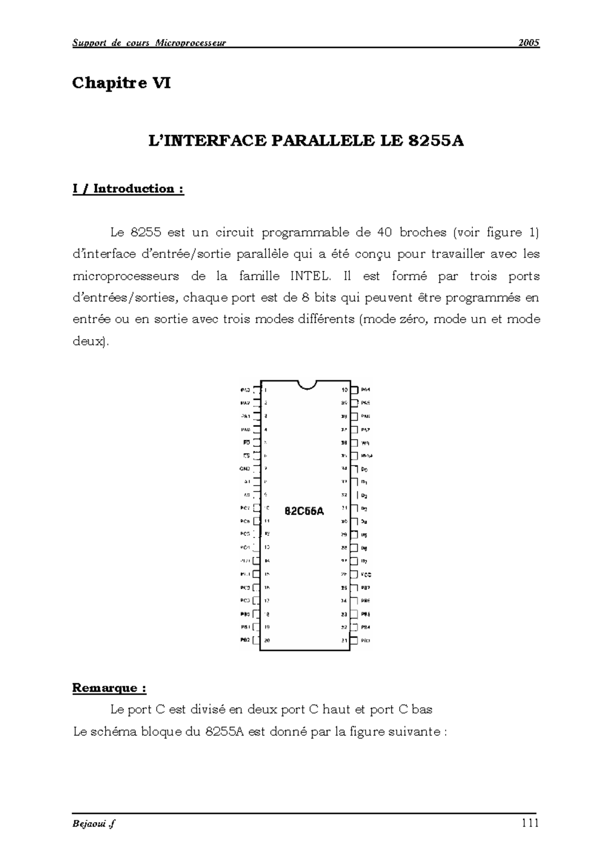 C7 - fvffv rdcrfv bfvfv vcds rfvrvf - Chapitre VI L’INTERFACE PARALLELE LE 8255A I ...