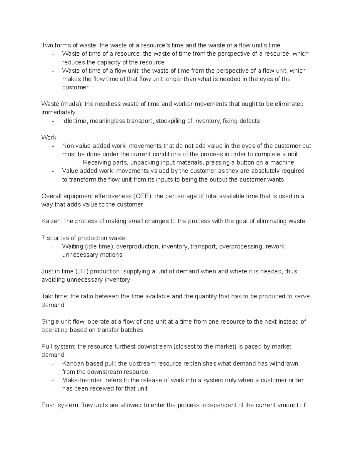 Final Review - Two forms of waste: the waste of a resource’s time and ...