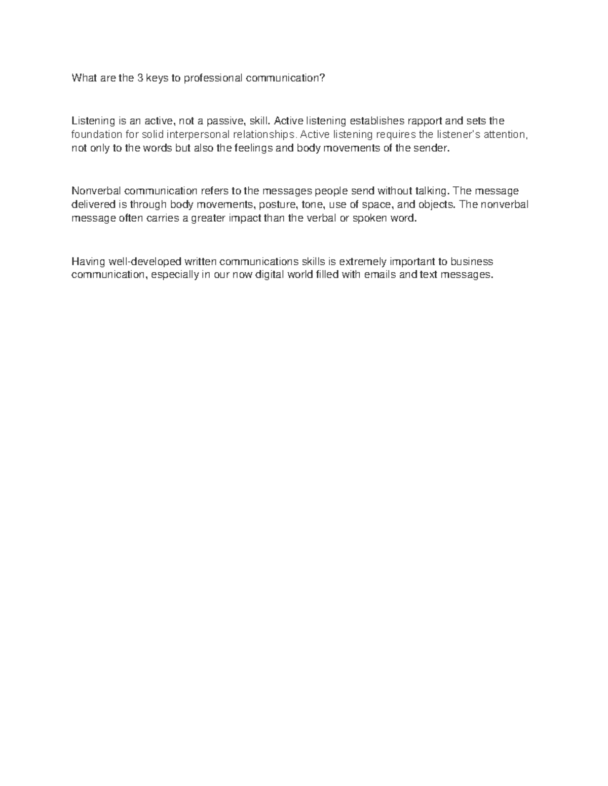 What are the 3 keys to professional communication - What are the 3 keys ...