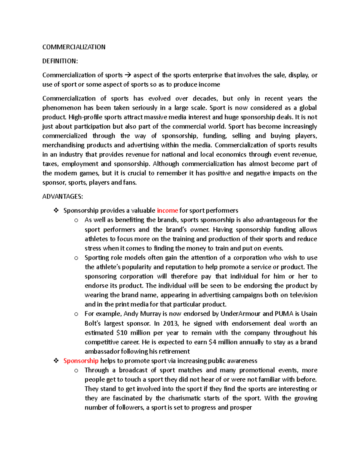 Commercialization in Sports - COMMERCIALIZATION DEFINITION ...
