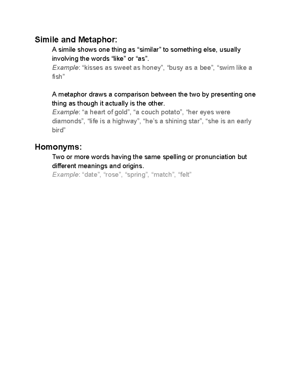 Literary devices - Simile and Metaphor: A simile shows one thing as ...