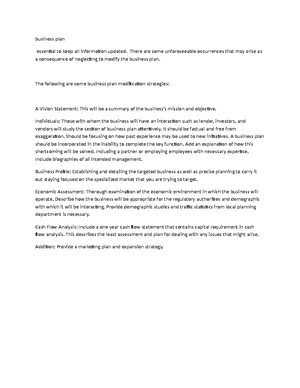 Business plan - business plan essential to keep all information updated ...
