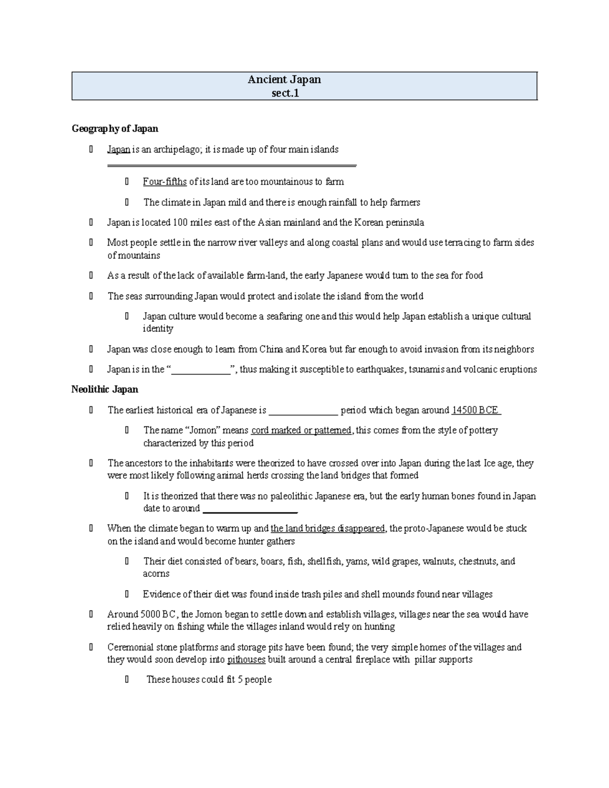 Ancient Japan sect.1 - Ancient Japan sect. Geography of Japan Japan is ...