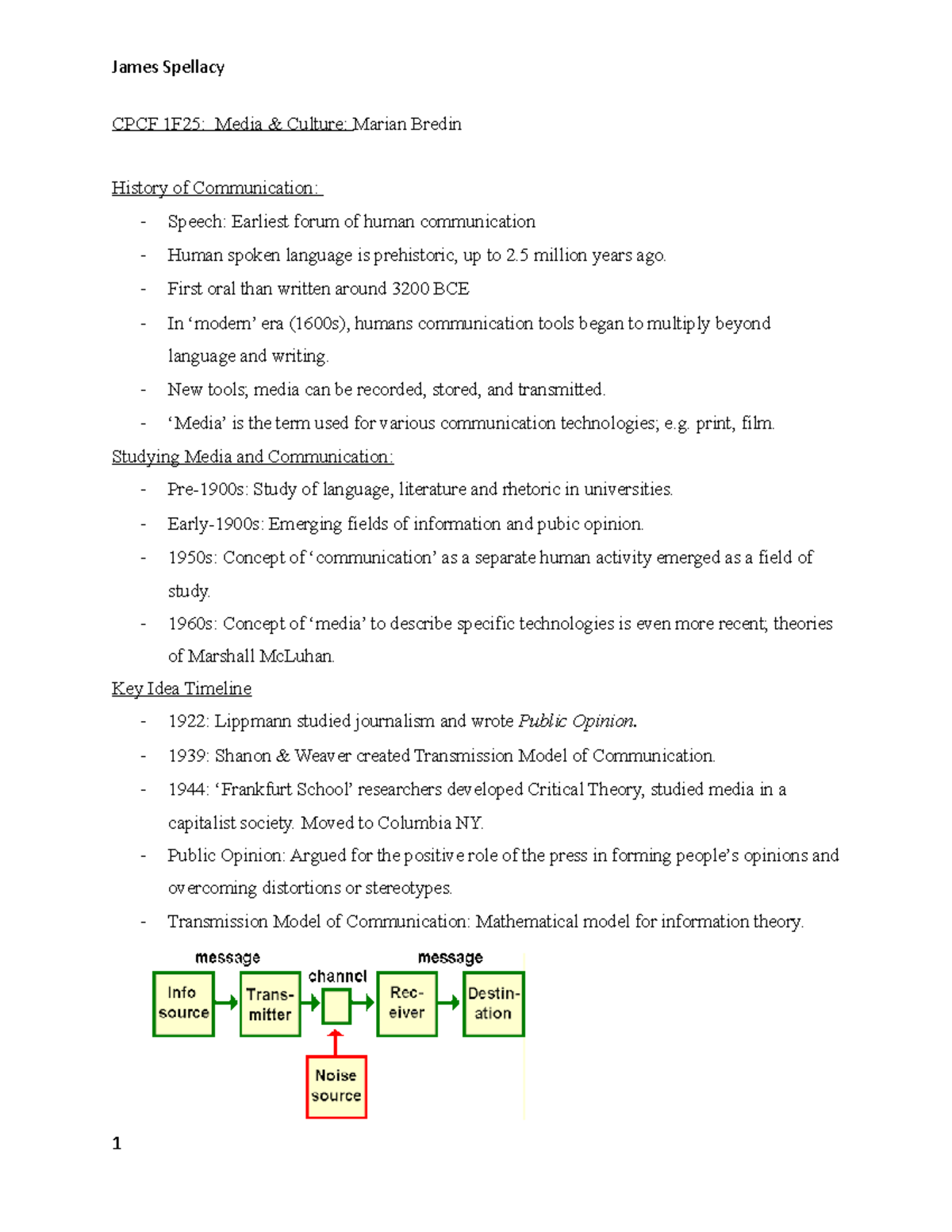 CPCF 1F25 Full Year Lecture Notes - CPCF 1F25: Media & Culture: Marian ...