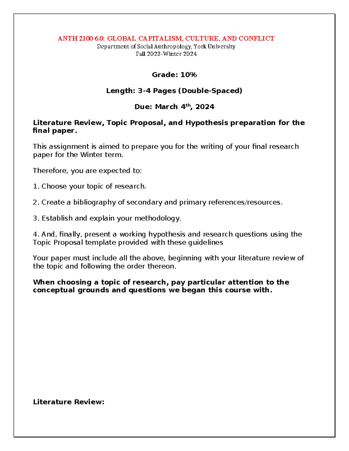 Research Project Guidelines and Topics - ANTH 2100 6: GLOBAL CAPITALISM ...