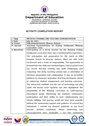 Doable Action PLAN FOR THE Implementation OF Matatag Values Educators ...