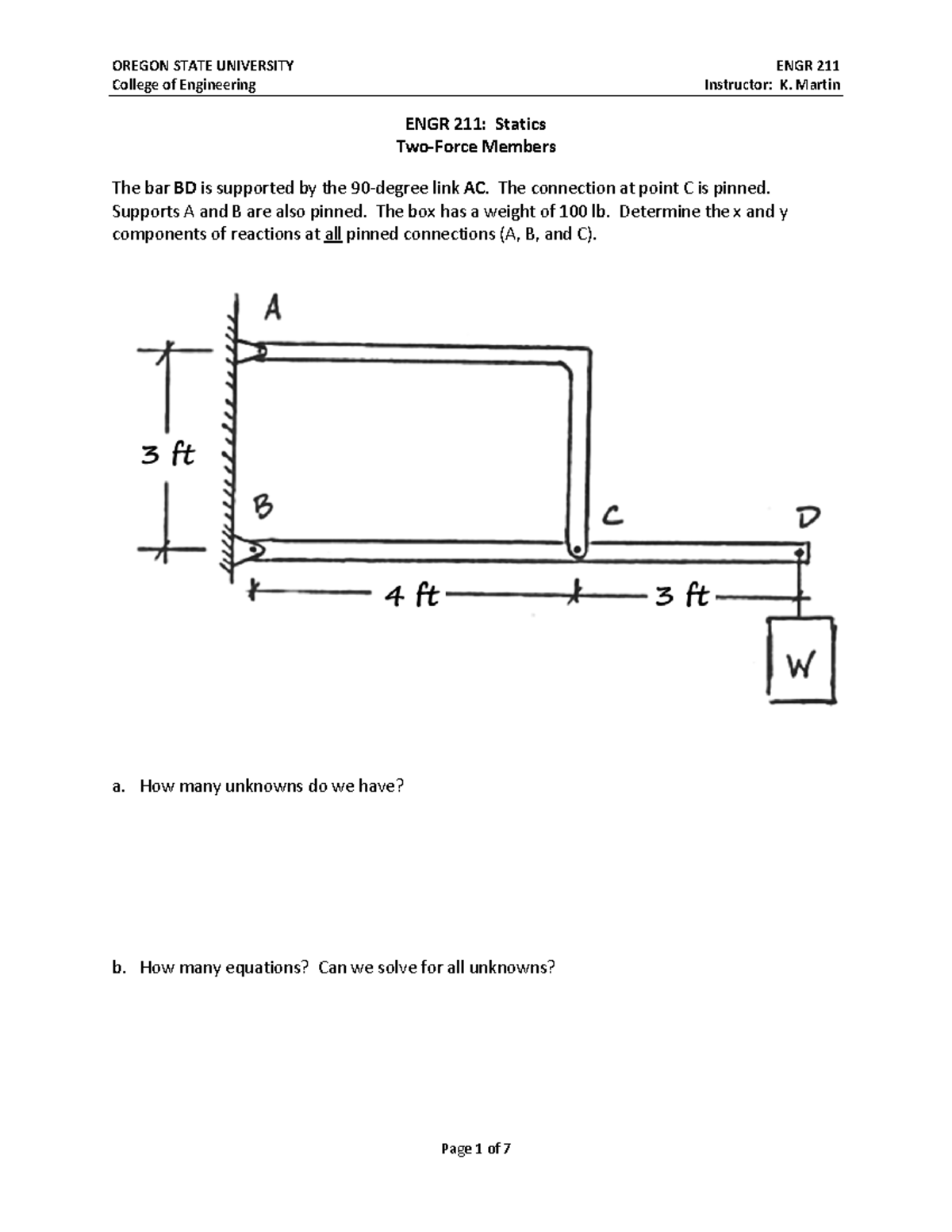 Two-force members - handout - College of Engineering Instructor: K ...