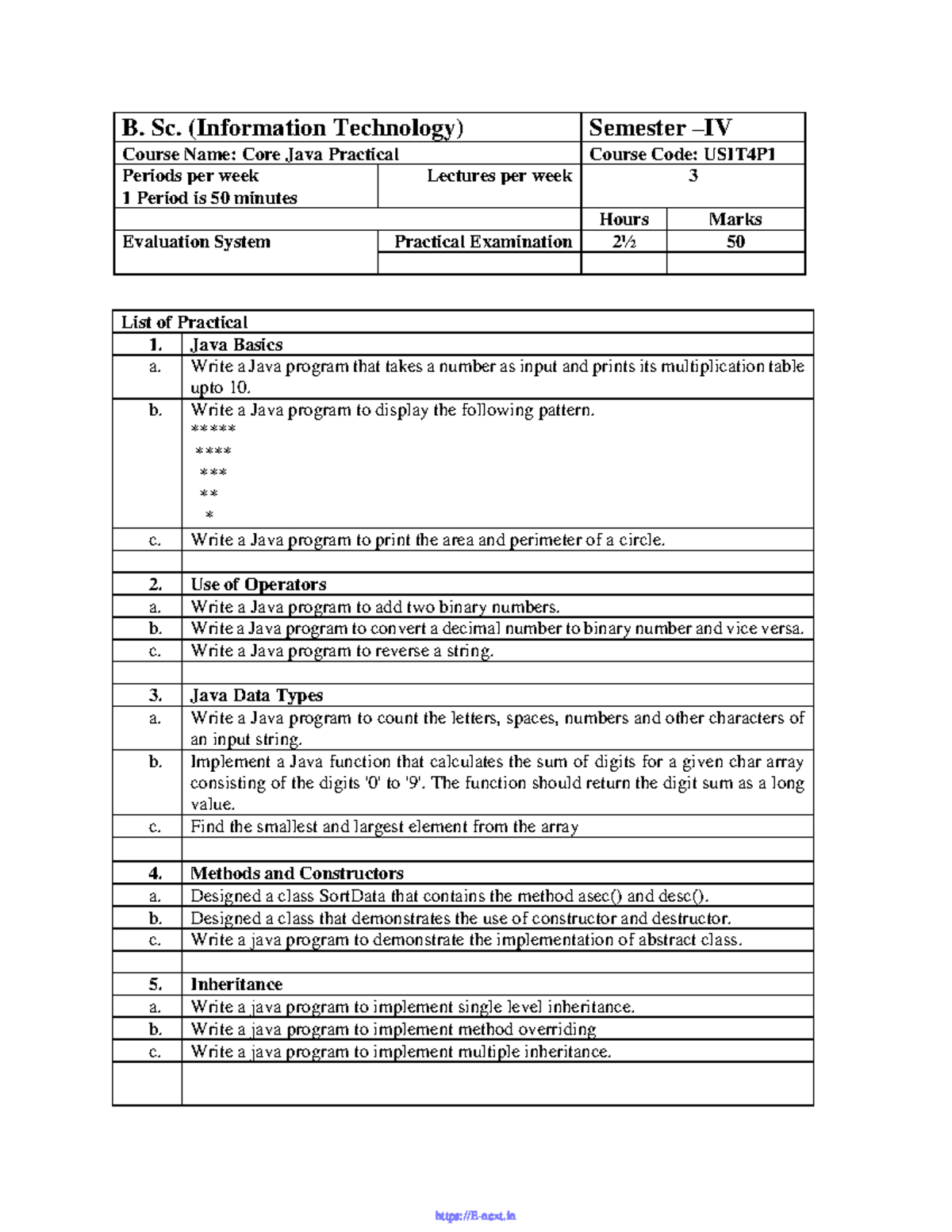 CJ Practical Syllabus - 37 B. Sc. (Information Technology) Semester ...
