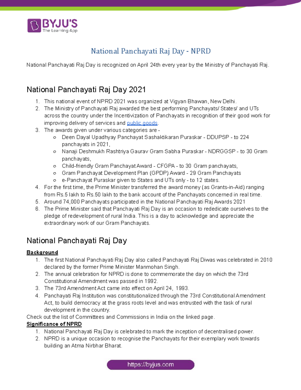 National Panchayati Raj Day NPRD - National Panchayati Raj Day 2021 ...