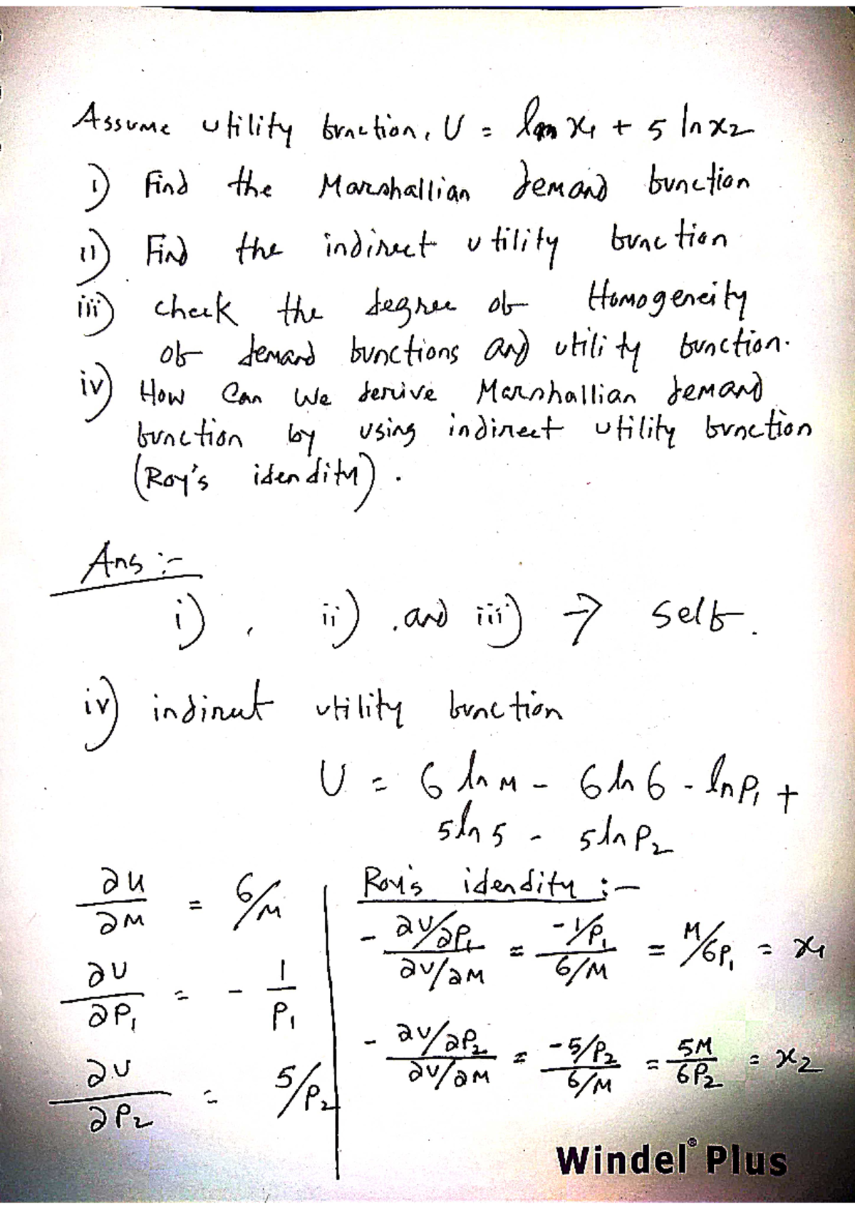 Roy's identity and adding up theorem - Principles of Macroeconomics ...
