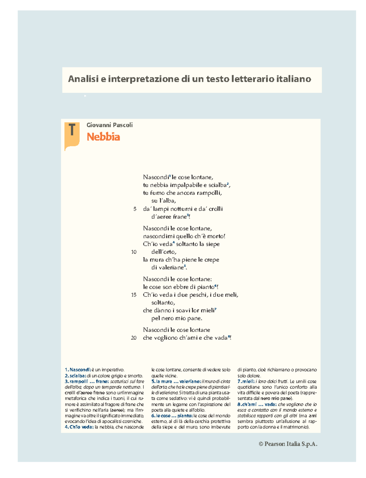 Pearson-esame-stato-sssg-Pascoli Nebbia - © Pearson Italia S.p. 1 ...