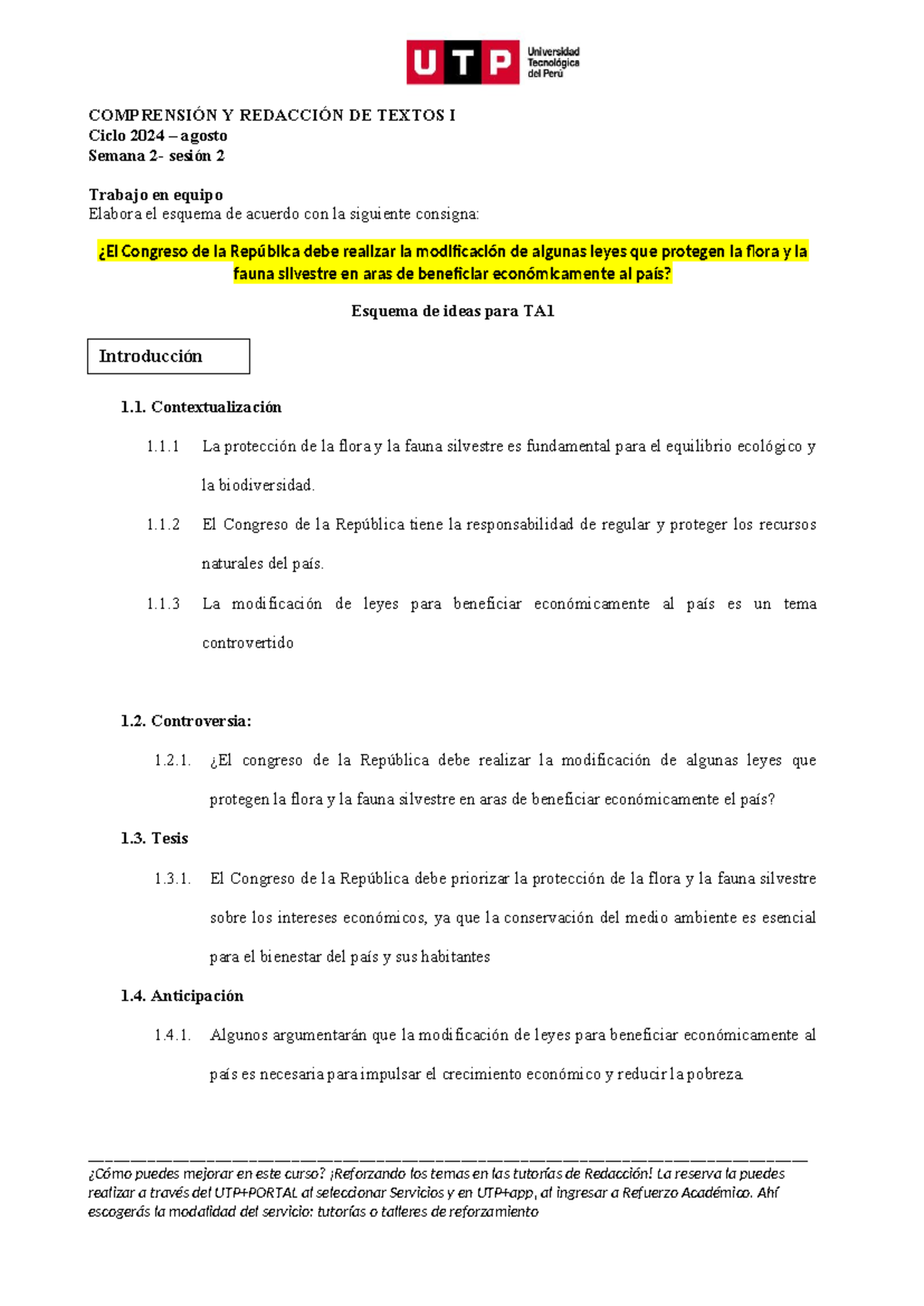 S02 s2-Esquema+ Ihupuo - COMPRENSIÓN Y REDACCIÓN DE TEXTOS I Ciclo 2024 ...