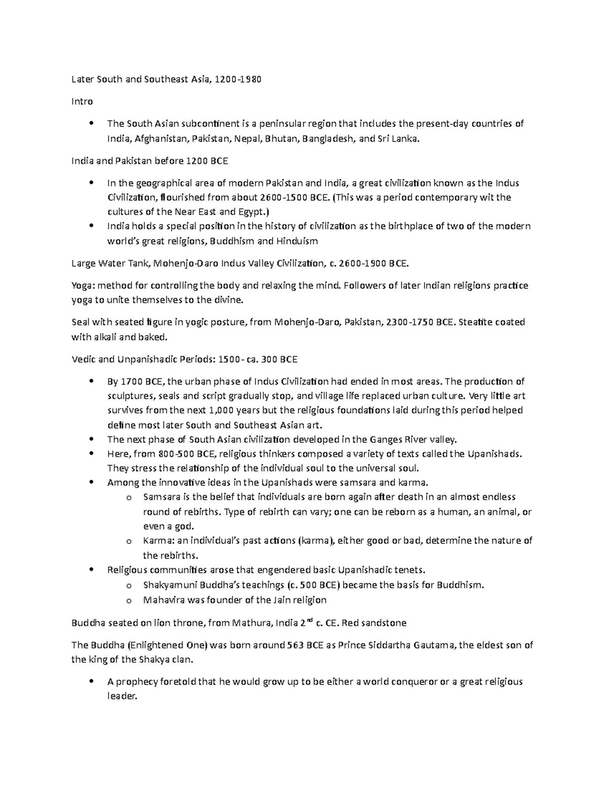 Finals notes for 2022 - Later South and Southeast Asia, 1200- Intro The ...