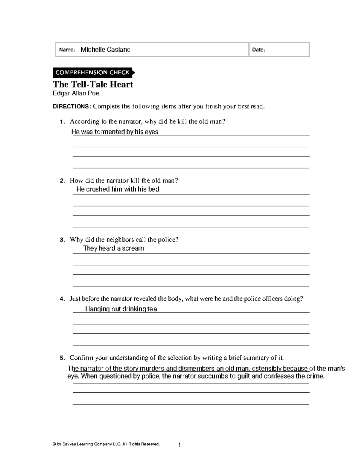 LIT17 ANC G11U6 Tell Tal WC Ccatt - © by Savvas Learning Company LLC ...