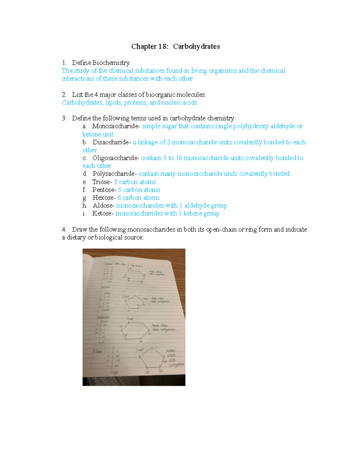Practice Problems 14 - Chapter 18: Carbohydrates Define Biochemistry ...