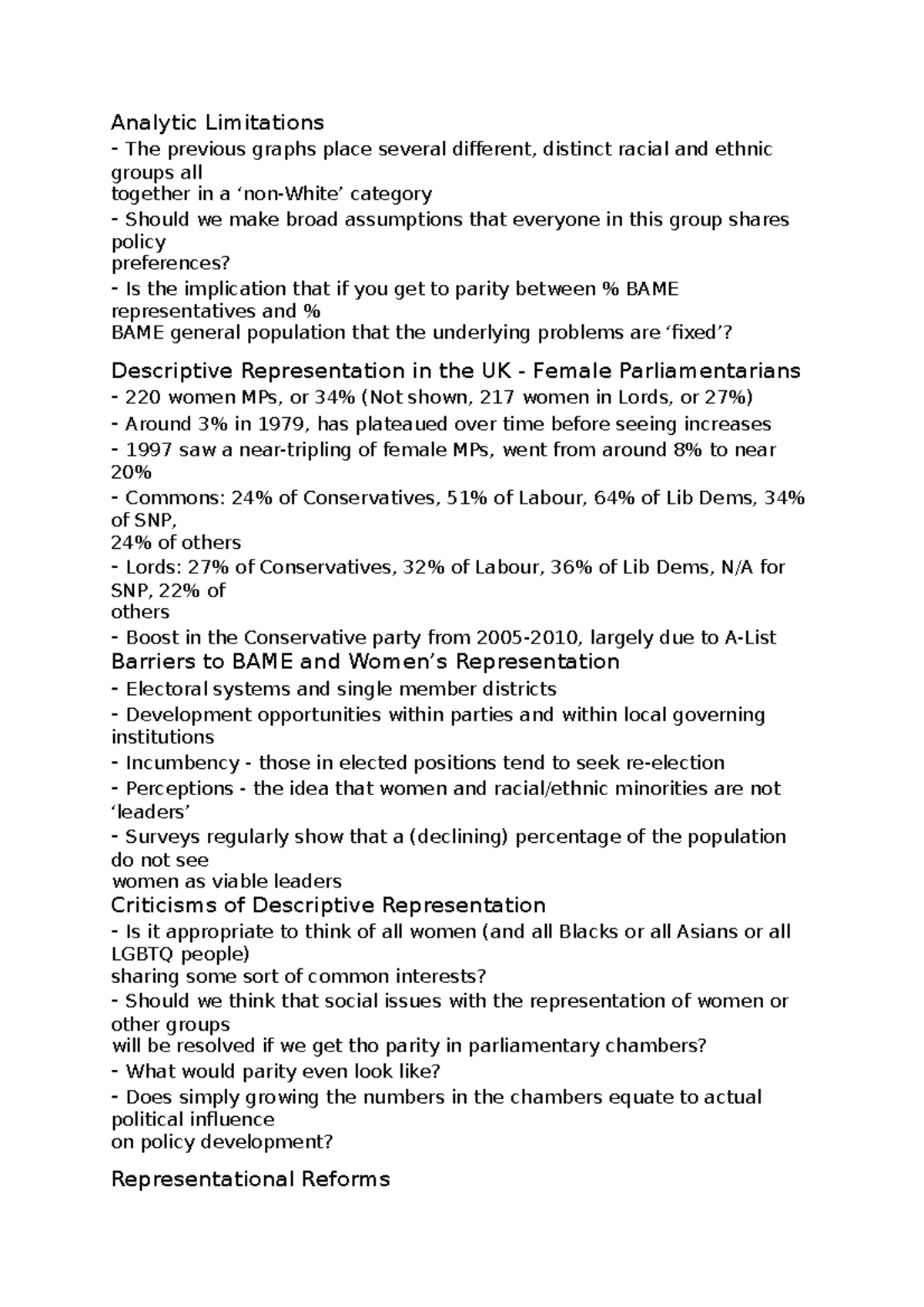 Analytic Limitations - Lecture notes notes on political sciences ...