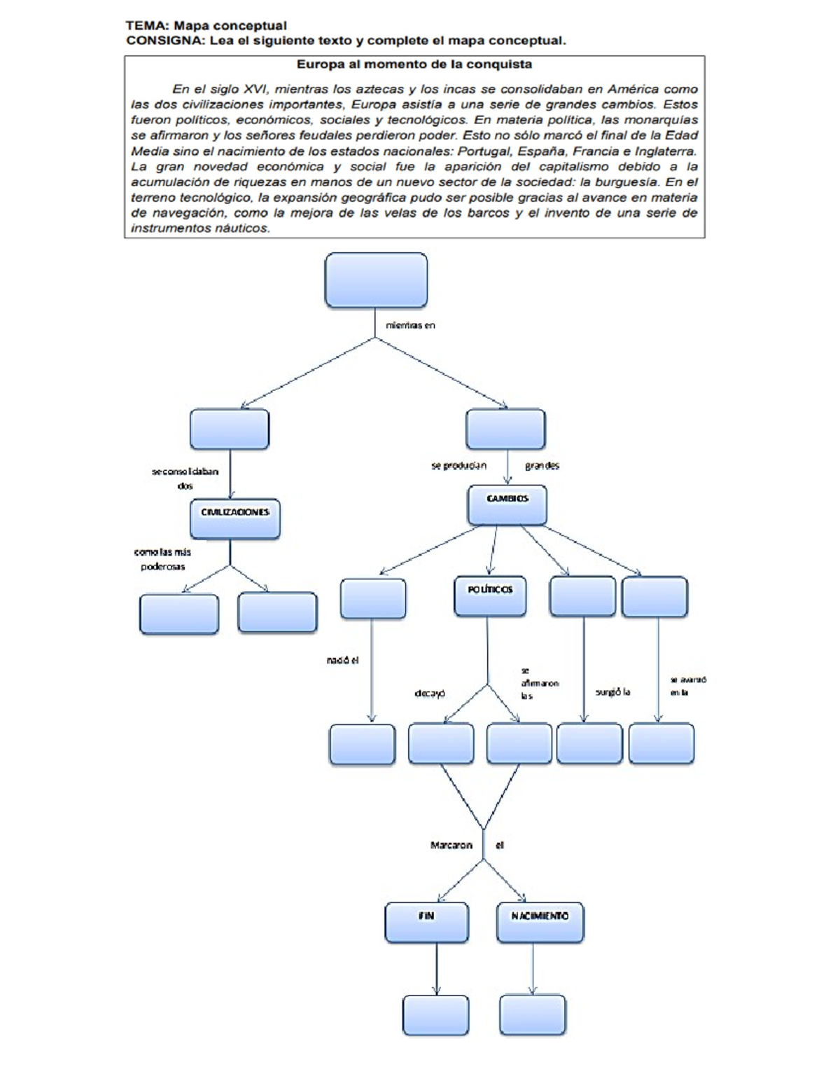 Ejercicio de comprension mapa conceptual - TEMA: Mapa conceptual CONSIGNA: Lea el siguiente ...
