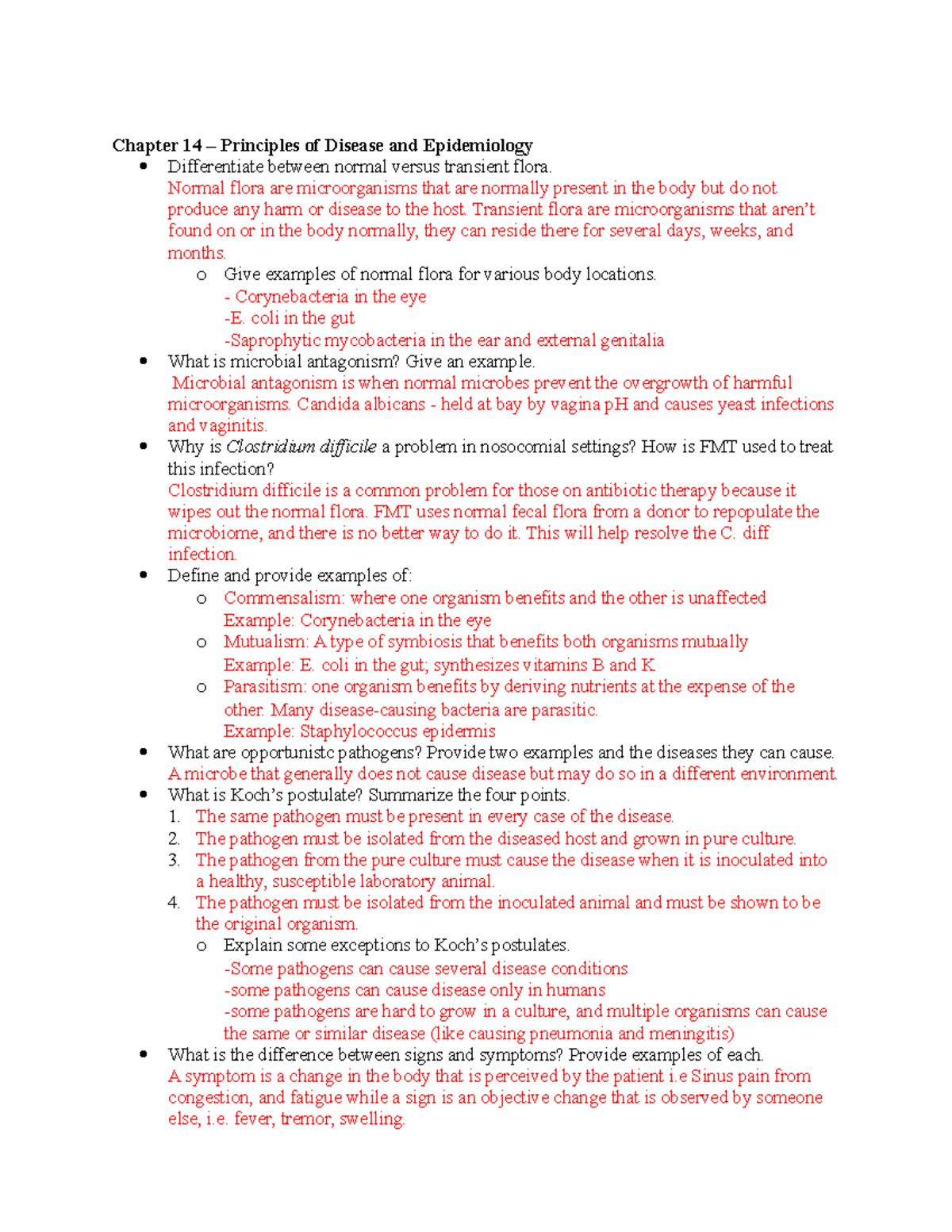 Bio 226 Ch 14 Review Questions - Chapter 14 – Principles of Disease and Epidemiology ...