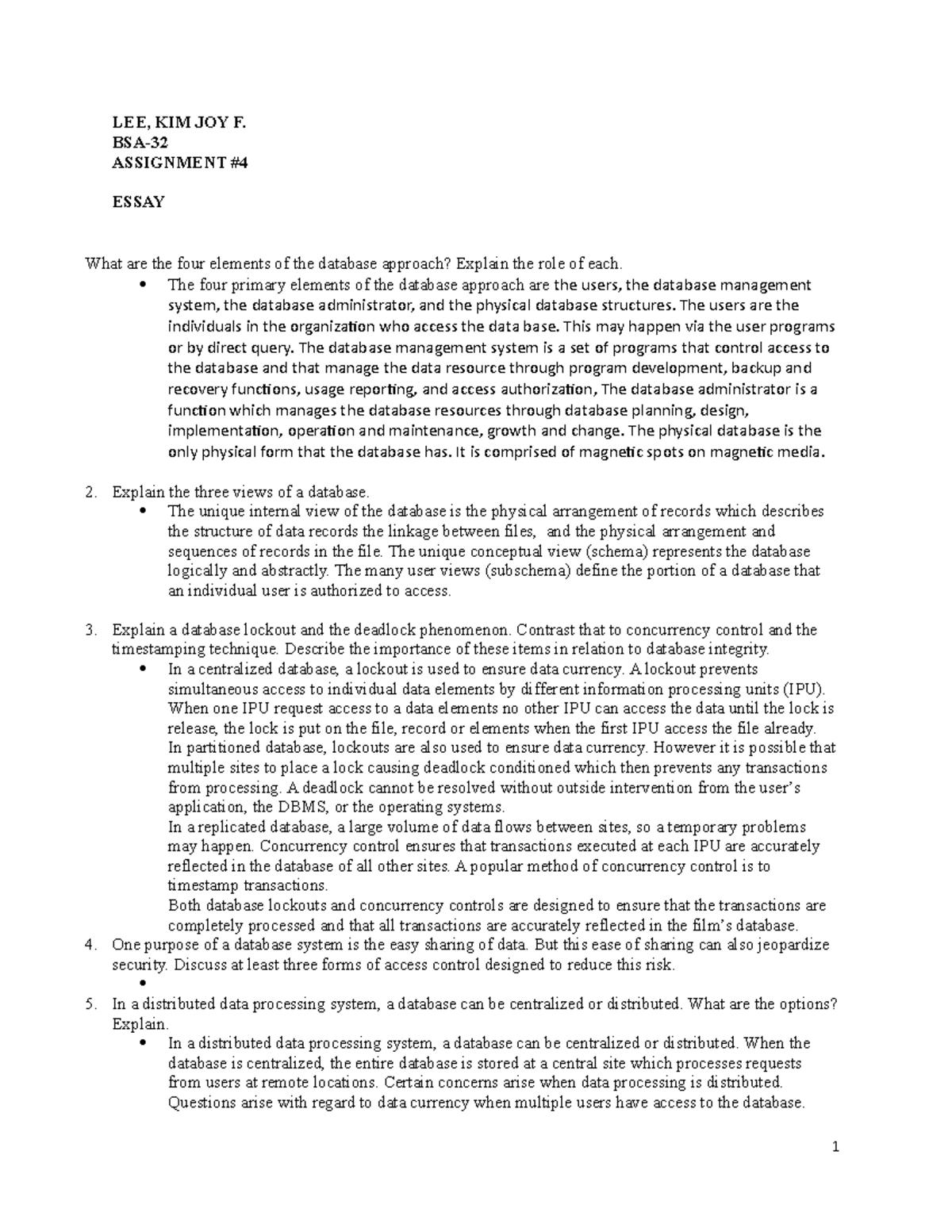 Assignment 4 Leekim JOY F BSA32 - LEE, KIM JOY F. BSA- ASSIGNMENT ESSAY ...