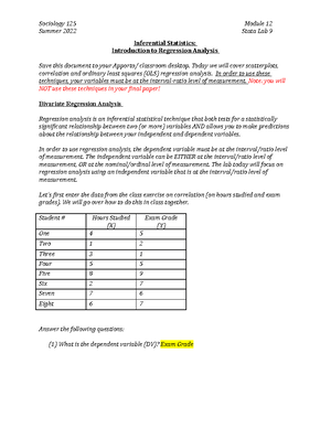 SOC 125 Notes - Ch Notes I. TERMS A. Statistics A set of procedures by ...