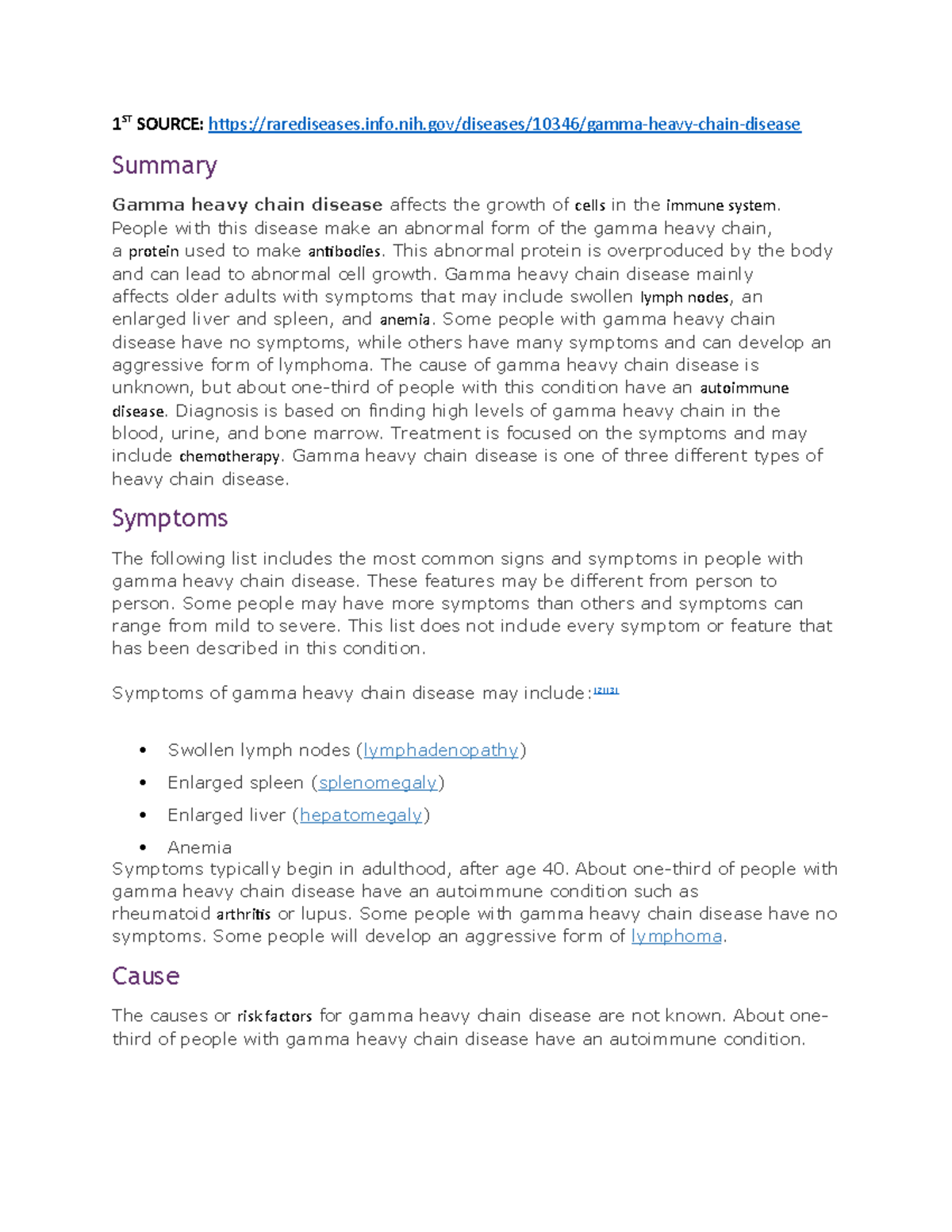 Heavy Chain Disease - HCD - 1 ST SOURCE: - Studocu