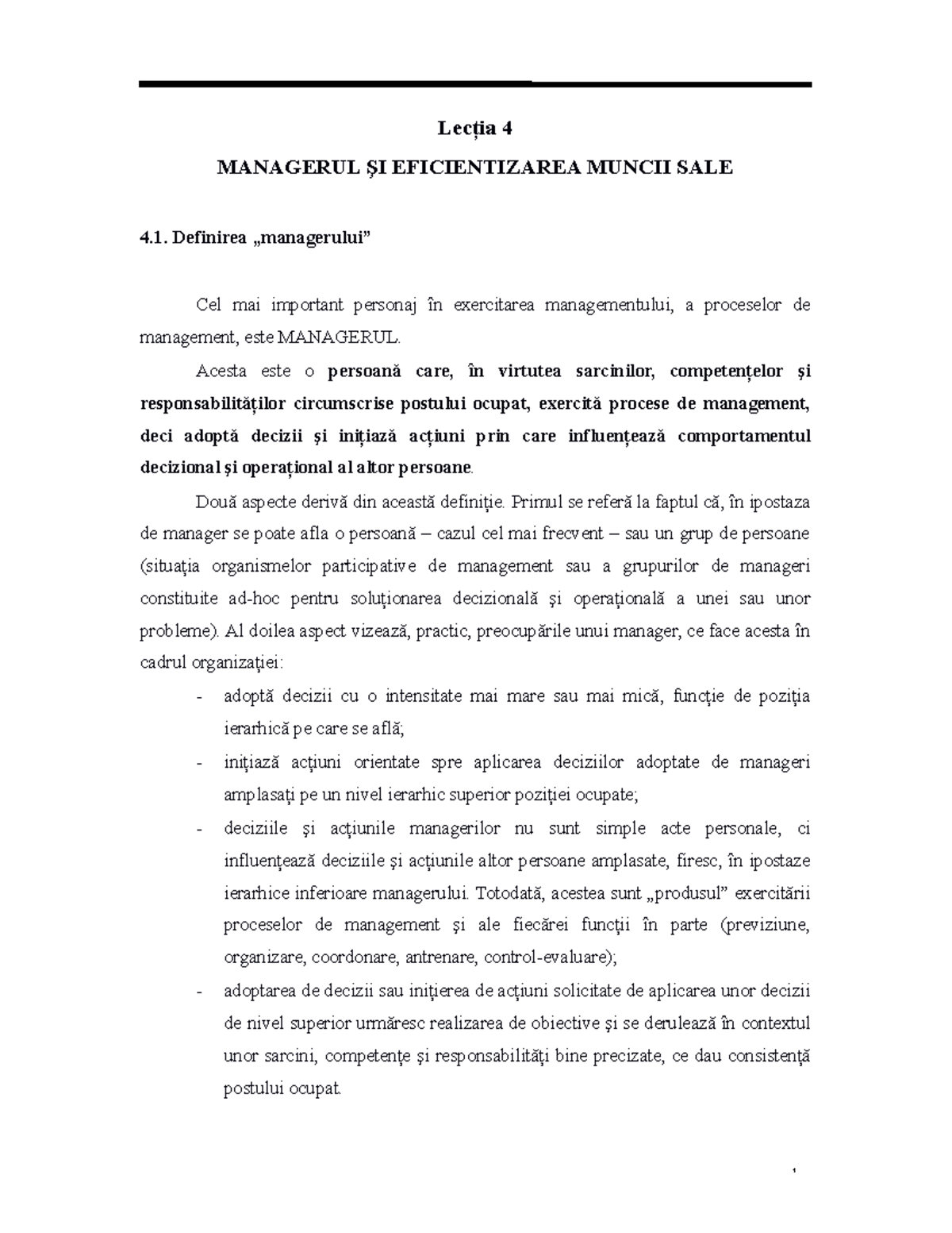 Managerul si Eficientizarea Muncii Sale - Lecţia 4 MANAGERUL ŞI ...