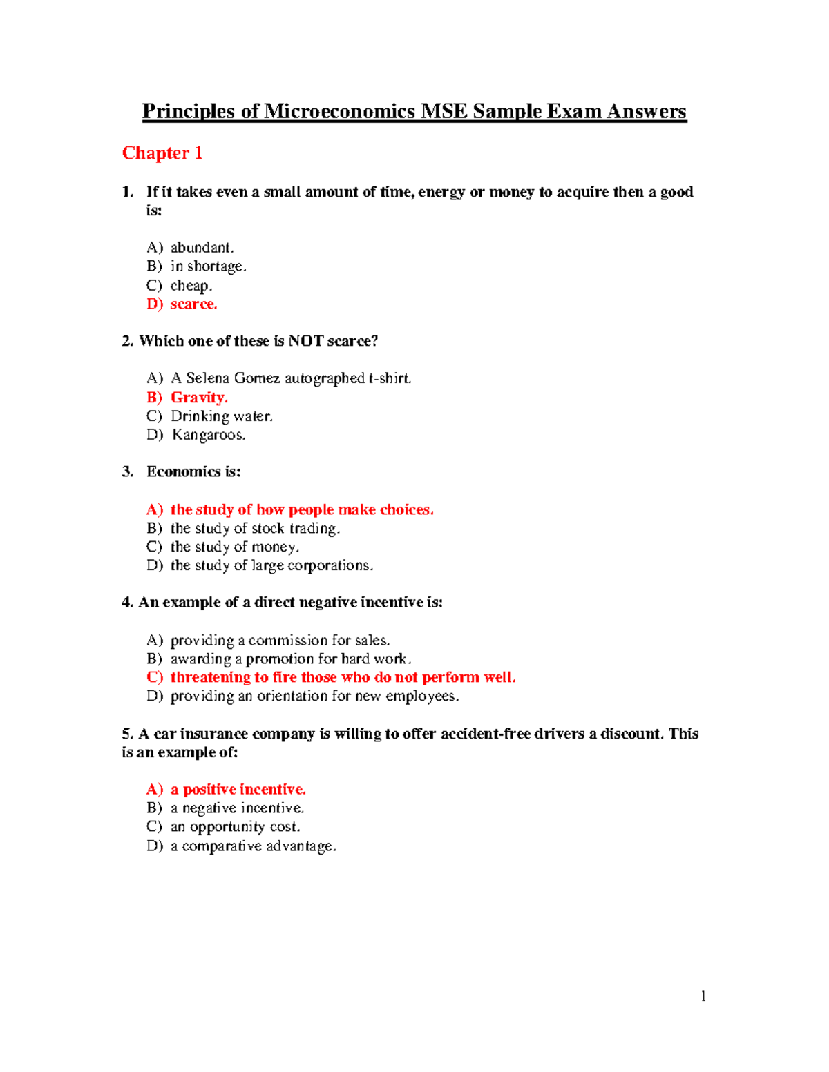 MSE Sample Exam Answers Chapters 1-5 - If it takes even a small amount ...