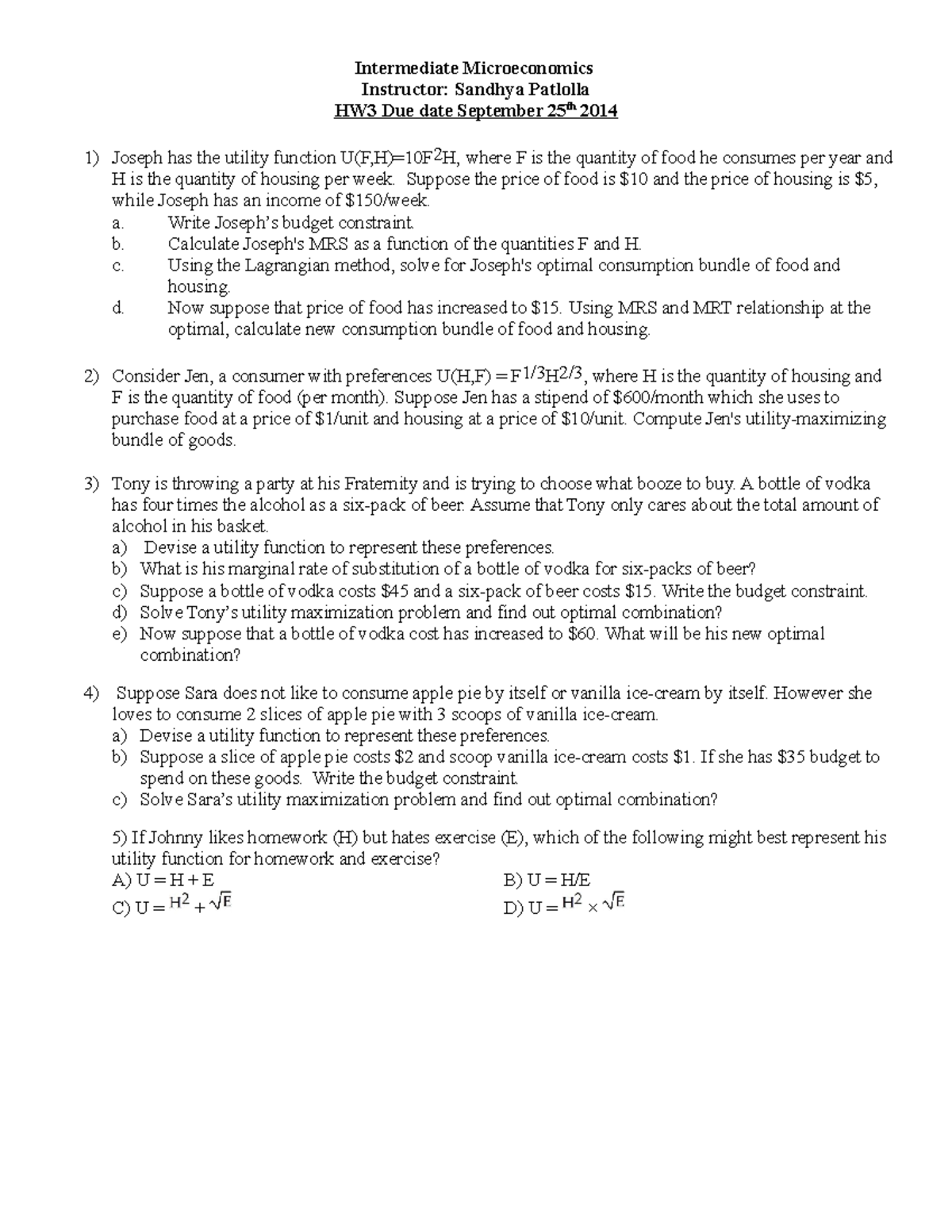 ECON 301 Fall 2014 HW3 - Sandhya Patlolla homework 3 questions ...