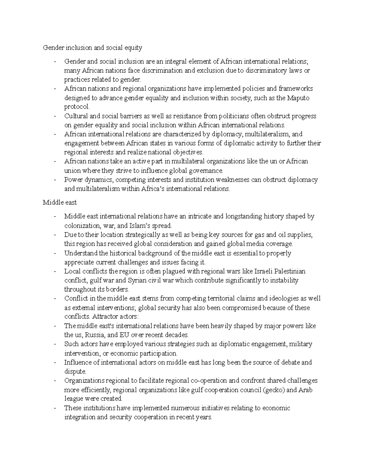 International LAW Notes 13 - Gender inclusion and social equity Gender ...