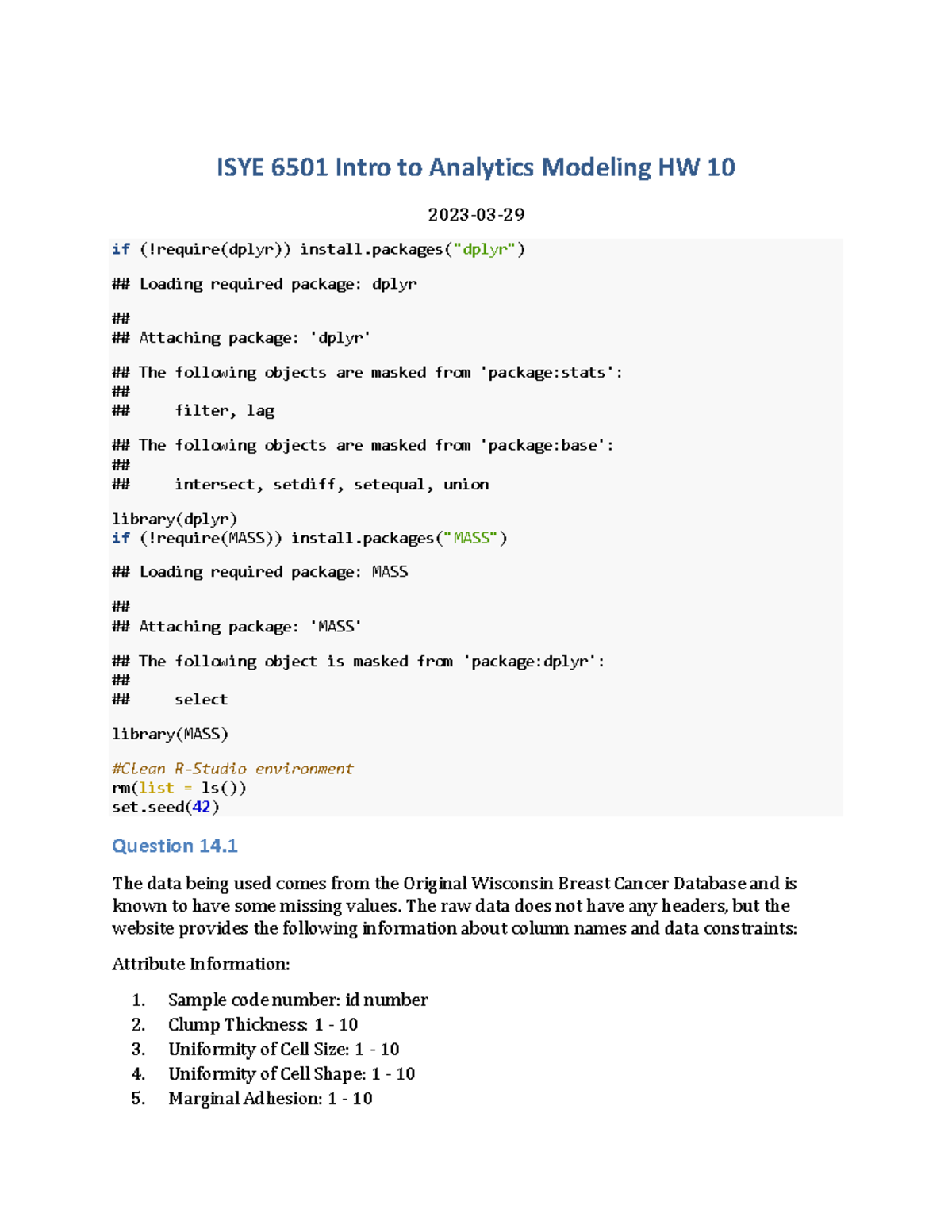 6501HW10 - homework 10 - ISYE 6501 Intro to Analytics Modeling HW 10 2023 - 03 - 29 if - Studocu