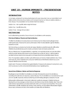 Unit 20- Human Disease and Prevention - Question 1a: Diseases are ...