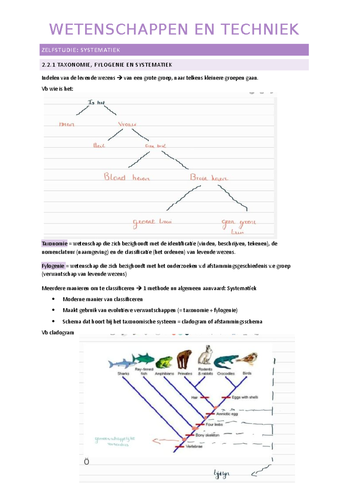 Zelfstudie systematiek - WETENSCHAPPEN EN TECHNIEK ZELFSTUDIE ...