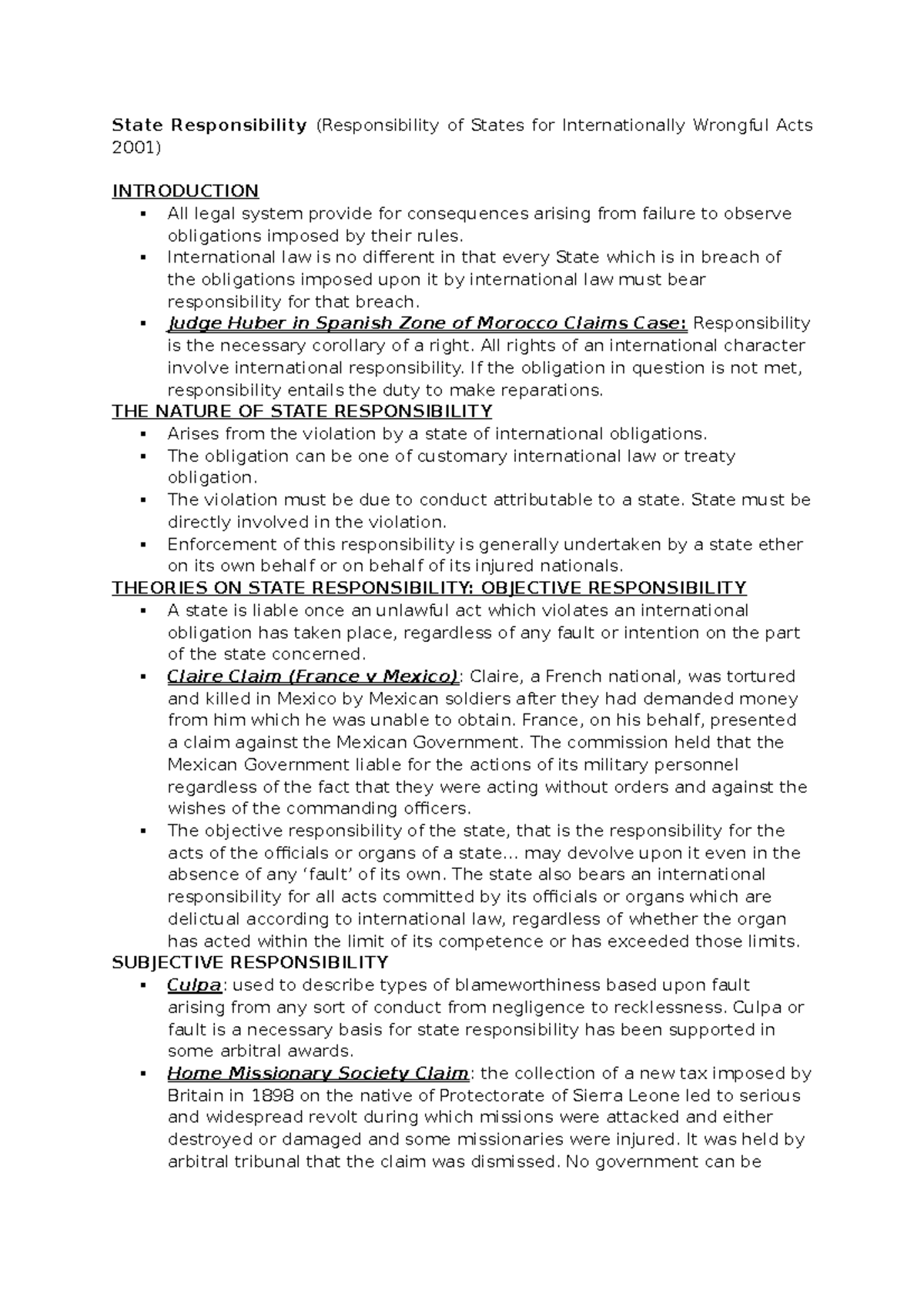 9. Lecture Notes State Responsibility - State Responsibility ...