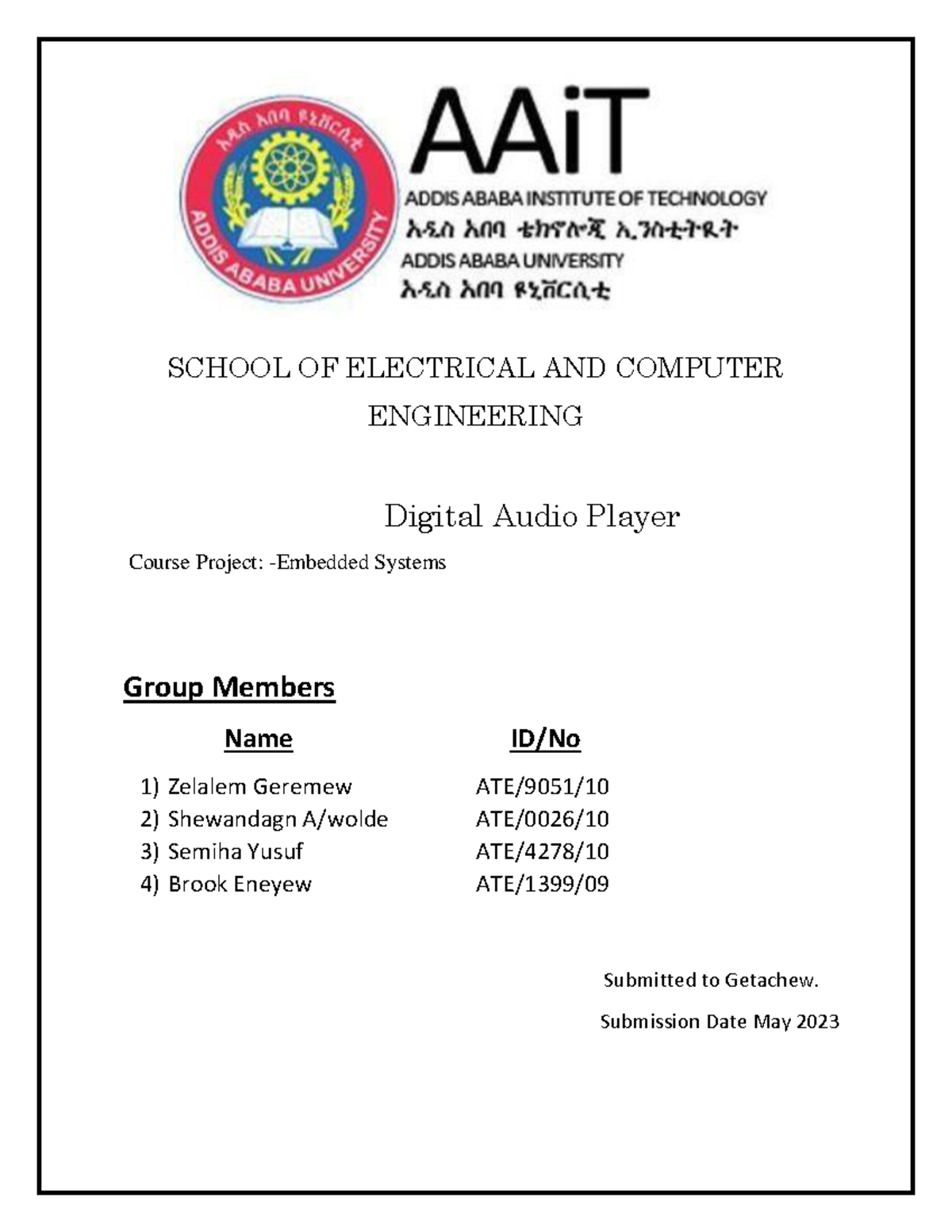 ES Project Phase 1 - SCHOOL OF ELECTRICAL AND COMPUTER ENGINEERING ...