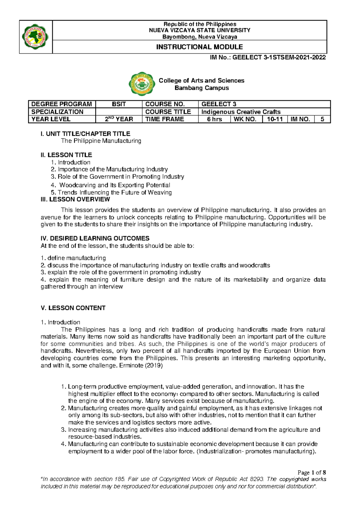ICC Module 5 6 1 - 1. Introduction 2. Importance of the Manufacturing ...