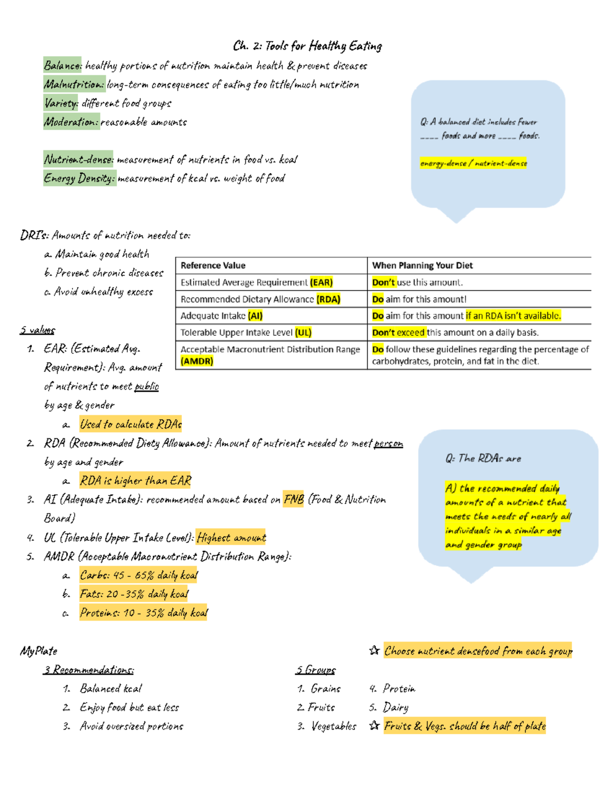 Ch 2. Exam #1: Nutriton & Diet Therapy - Ch. 2: Tol r Heh Ean Bal:heh ...