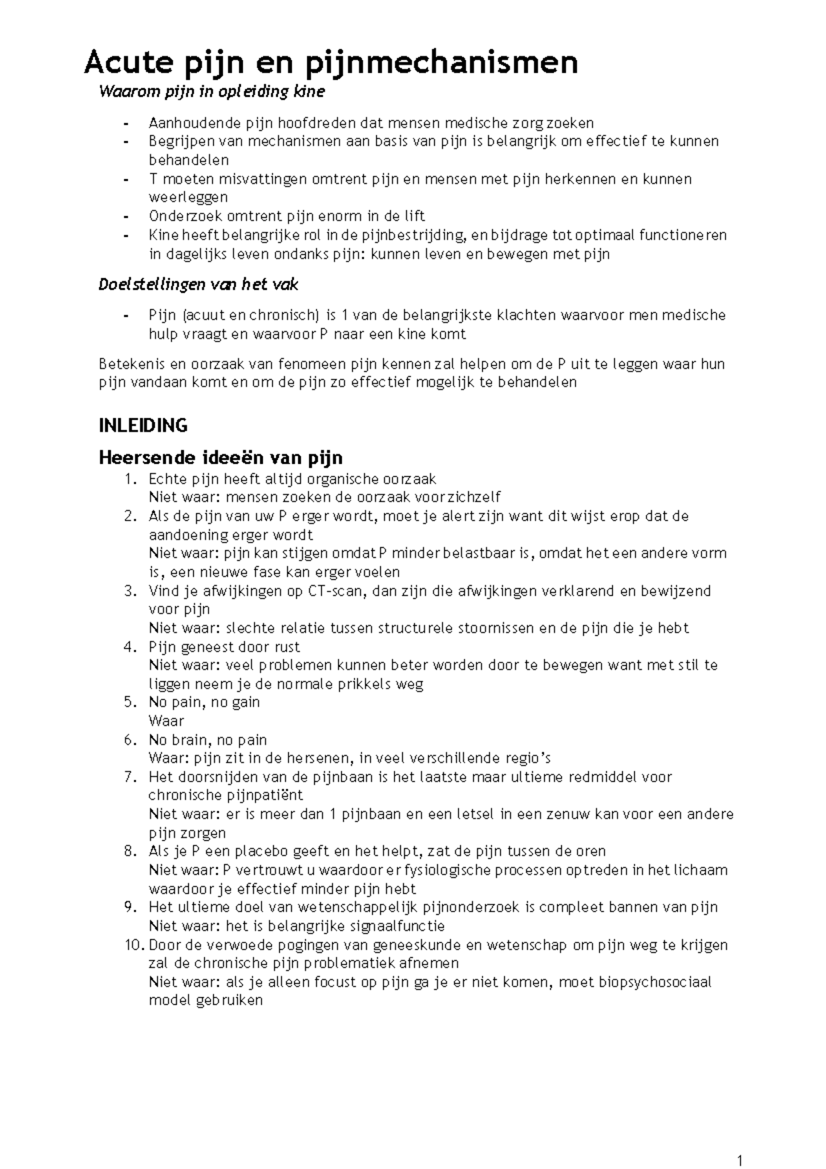 Acute pijn en pijnmechanismen samenvatting volledig 2018 - Acute pijn ...