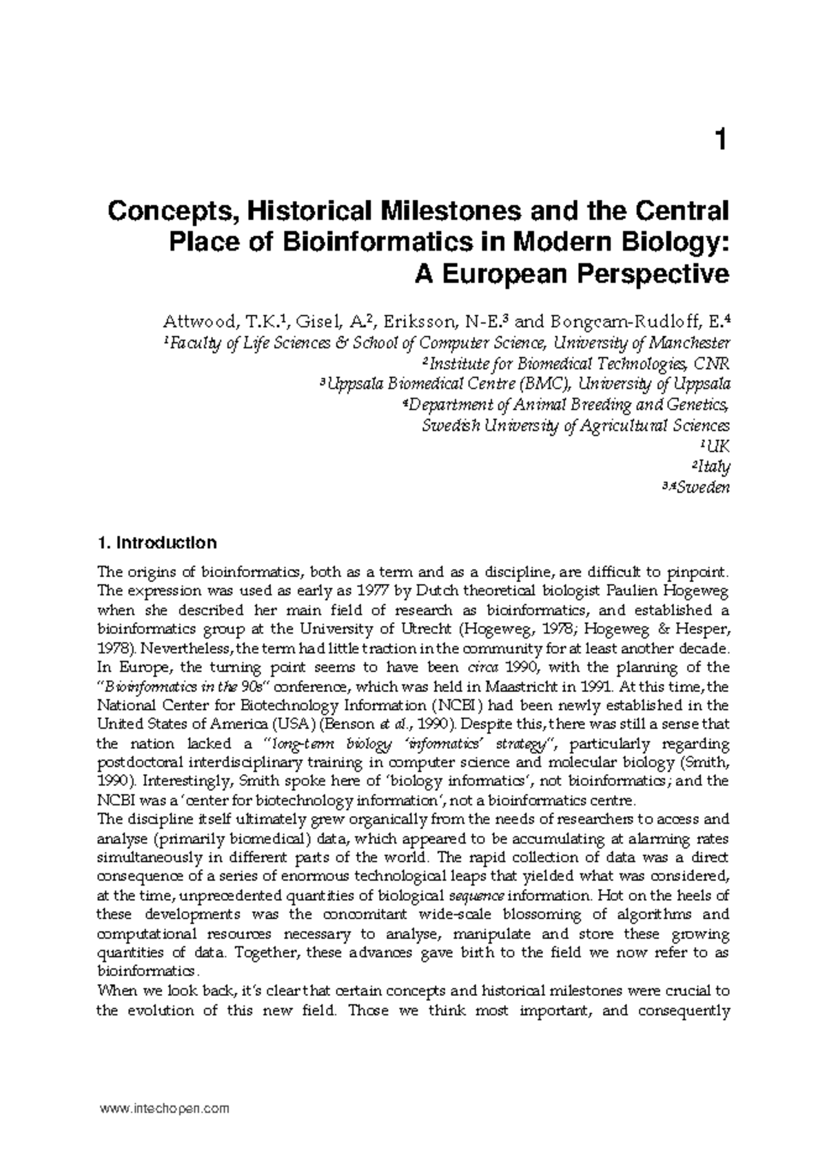 Milestones Bioinformatics 1 Concepts Historical Milestones And The